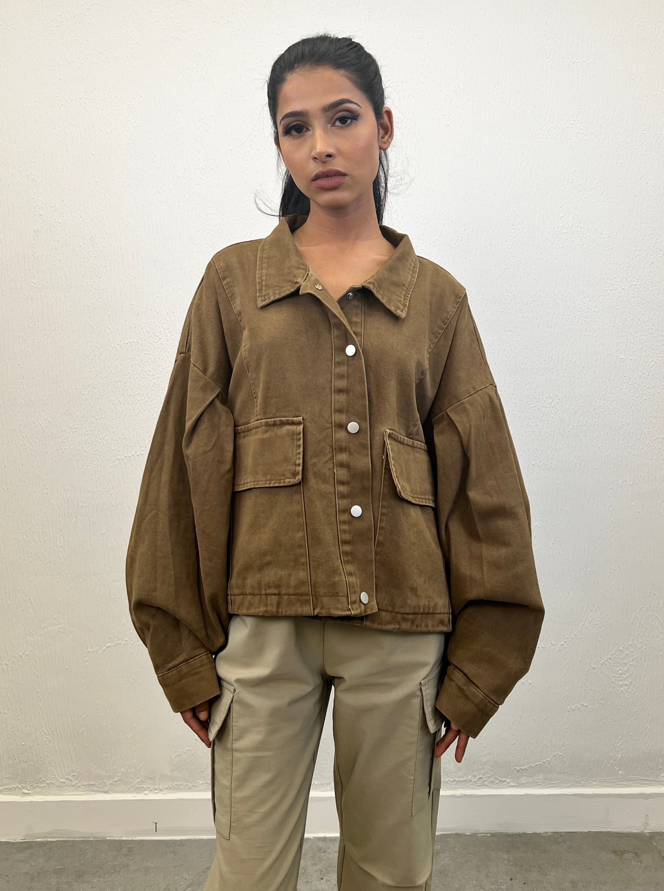 Shop Brown Crop Jacket - Latest Street Outfit - Nolabels.in
