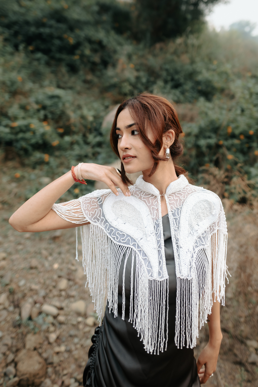 Shop Paisley Hand Embellished Cape with Minimal Motifs Now – Nolabels
